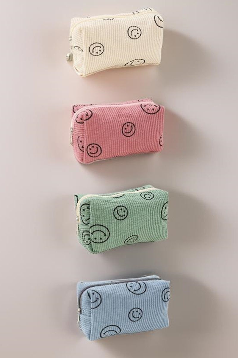 Smiley Face Corduroy Cosmetic Bag (6 Colours) – Lavender & Lace Boutique
