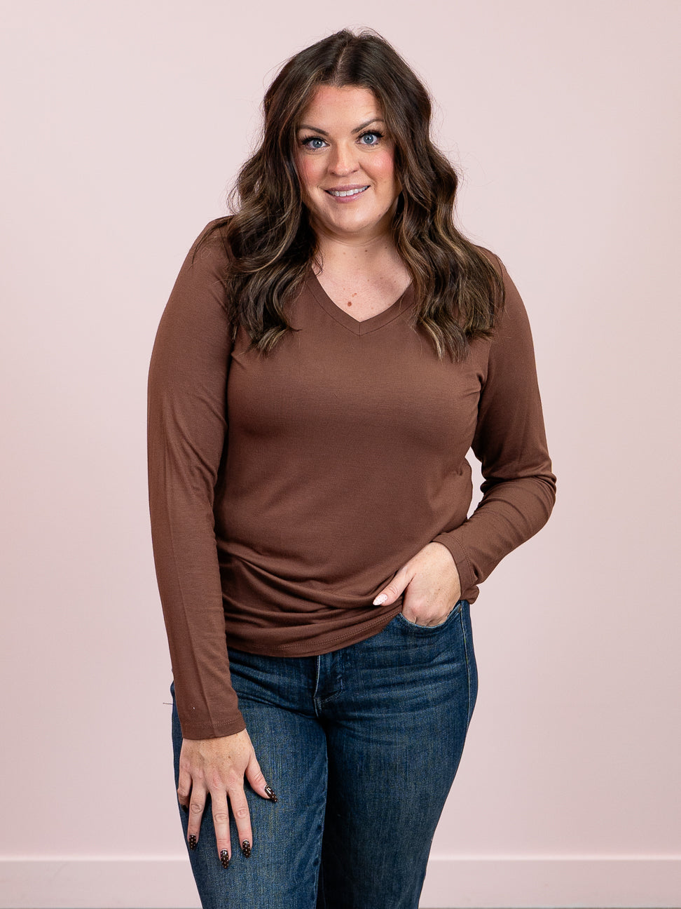 *FINAL SALE* Larissa Long Sleeve | Brown – Lavender & Lace Boutique